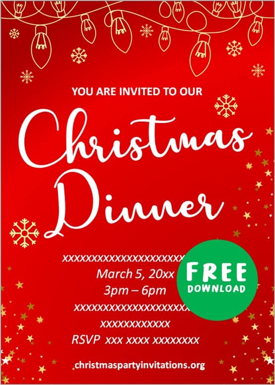 Free Printable Christmas Dinner Party Invitations Templates 