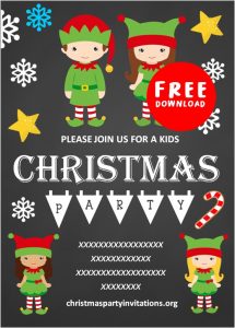Free Printable kids Christmas Party Invitations Templates