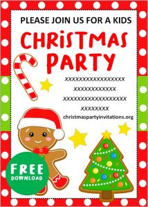 Free Printable kids Christmas Party Invitations Templates