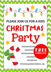 Free Printable kids Christmas Party Invitations Templates
