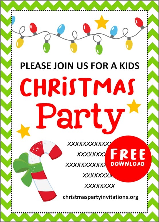 Free Printable Kids Christmas Party Invitations Templates 2020
