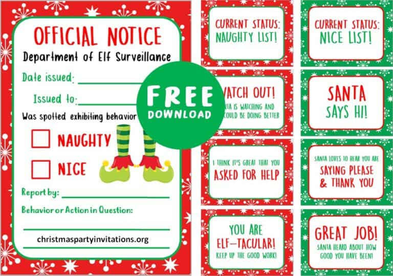 Elf Report Christmas Behavior Update Cards Christmas Invitations
